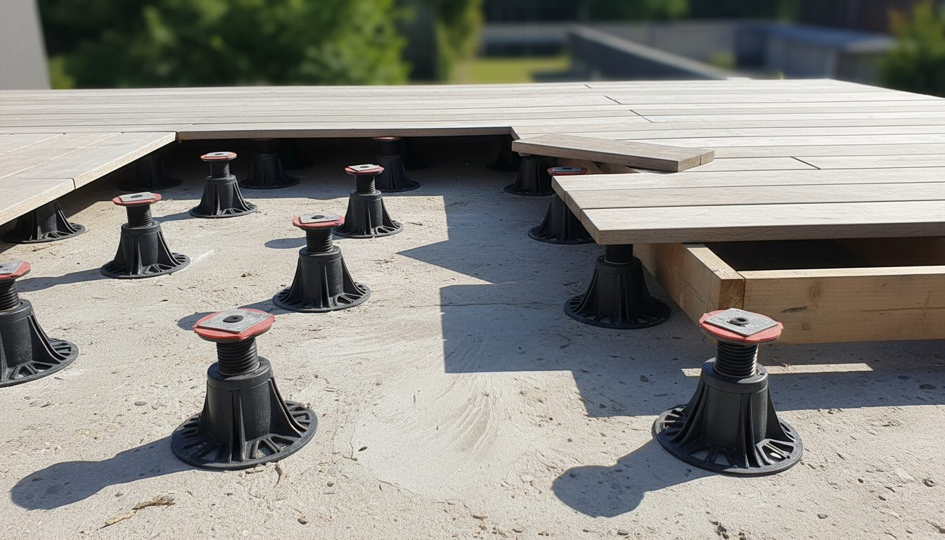 Terrasse sur plots : Combien de plots au m2 selon la dalle ? - Domindo